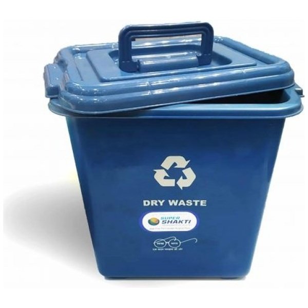Super Shakti Medium Size Lid Garbage Waste Dustbin 10 litres (Blue ...